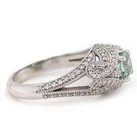 "Nevada Sky" Mint Green Beryl set in 14kt White Antique Style Mounting ...