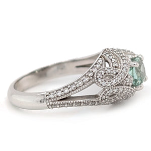 "Nevada Sky" Mint Green Beryl set in 14kt White Antique Style Mounting ...