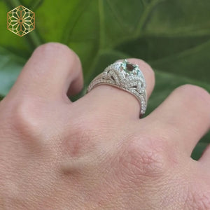 "Nevada Sky" Mint Green Beryl set in 14kt White Antique Style Mounting ...
