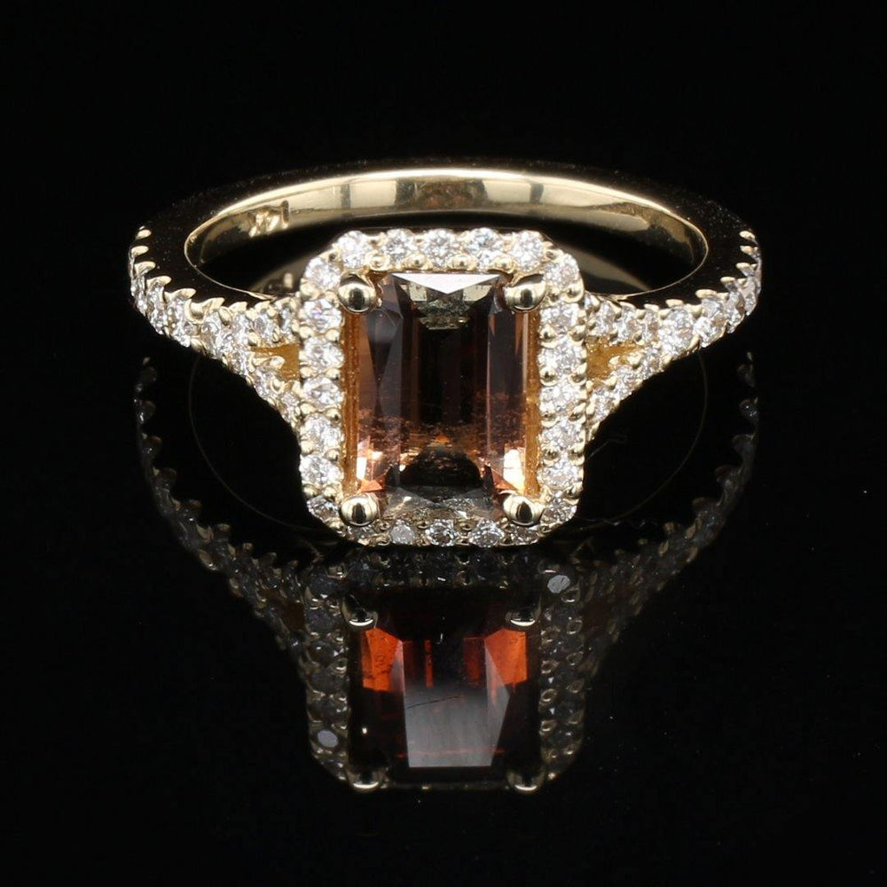 Andalusite and Diamond Halo Ring in 14kt Yellow Gold