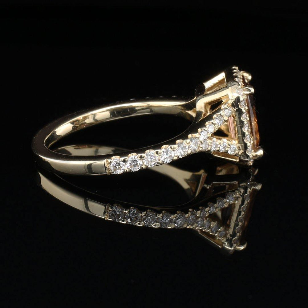 Andalusite and Diamond Halo Ring in 14kt Yellow Gold